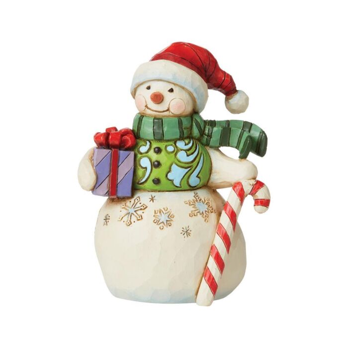 JIM SHORE HEARTWOOD CREEK 6009009 Snowman/Gift & Candy Cane Mini