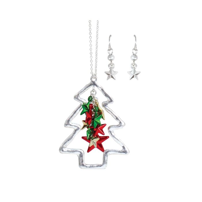 PERIWINKLE BY BARLOW 8200447 Tree Necklace with Star Earrings, Set of 2